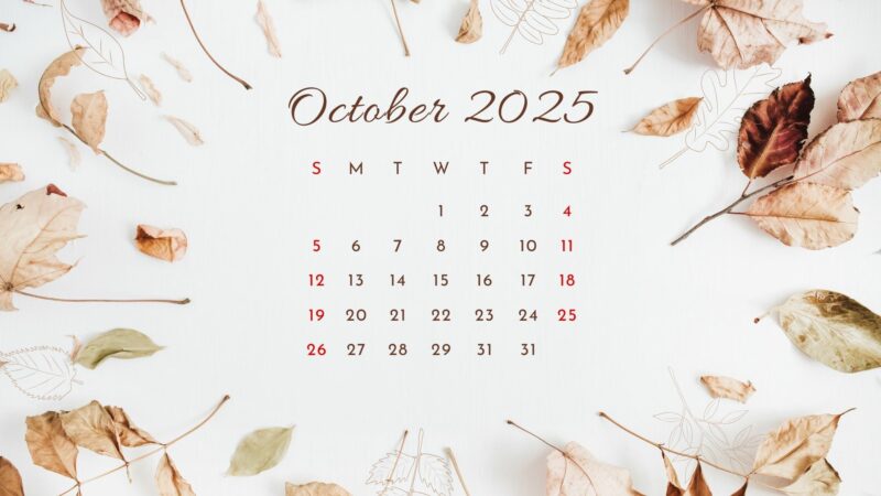 October 2025 Calendar Desktop Wallpapers - PixelsTalk