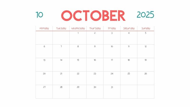 October 2025 Calendar Desktop Wallpapers - PixelsTalk