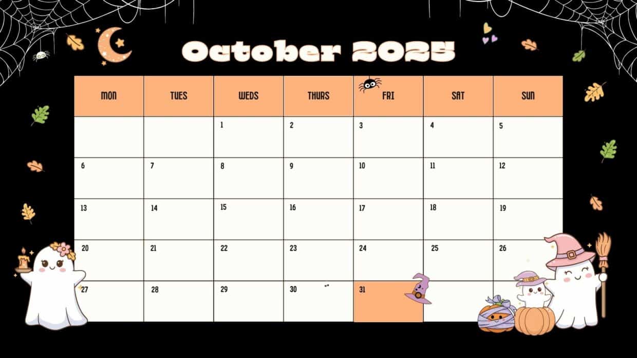 October 2025 Calendar Desktop Wallpapers - PixelsTalk