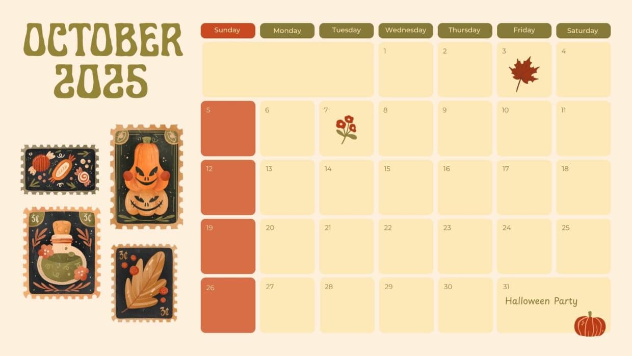 October 2025 Calendar Desktop Wallpapers - PixelsTalk