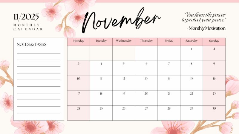 November 2025 Calendar Desktop Wallpapers Collection - PixelsTalk