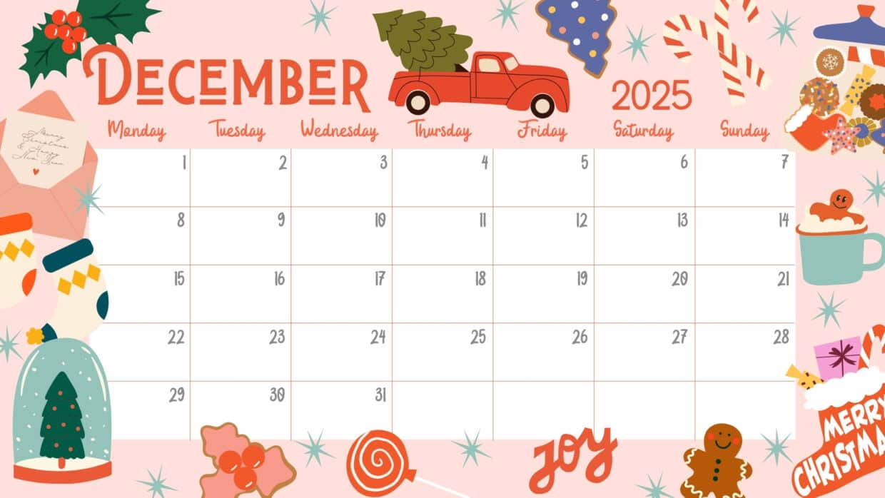 December 2025 Calendar Wallpaper HD for Desktop - PixelsTalk