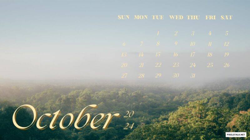 October 2024 Calendar Wallpaper HD - PixelsTalk