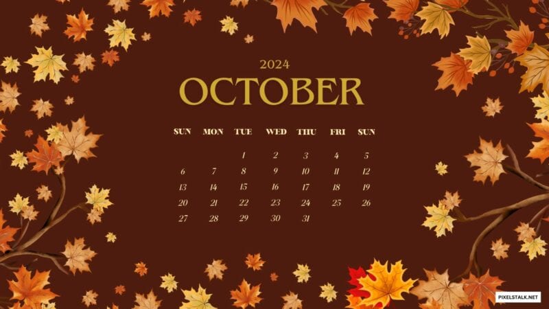 October 2024 Calendar Desktop Wallpapers - PixelsTalk