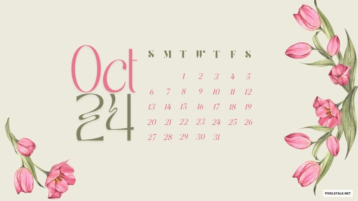 October 2024 Calendar Wallpaper HD - PixelsTalk