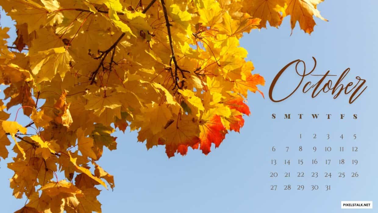 October 2024 Calendar Wallpaper HD - PixelsTalk