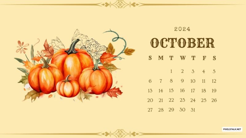 October 2024 Calendar Wallpaper HD - PixelsTalk
