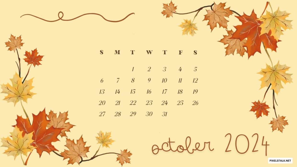 October 2024 Calendar Desktop Wallpapers - PixelsTalk