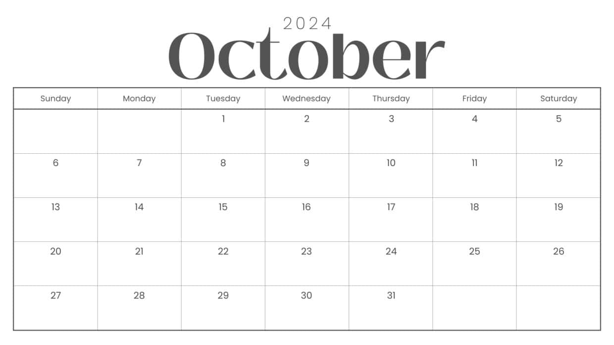 October 2024 Calendar Desktop Wallpapers - PixelsTalk