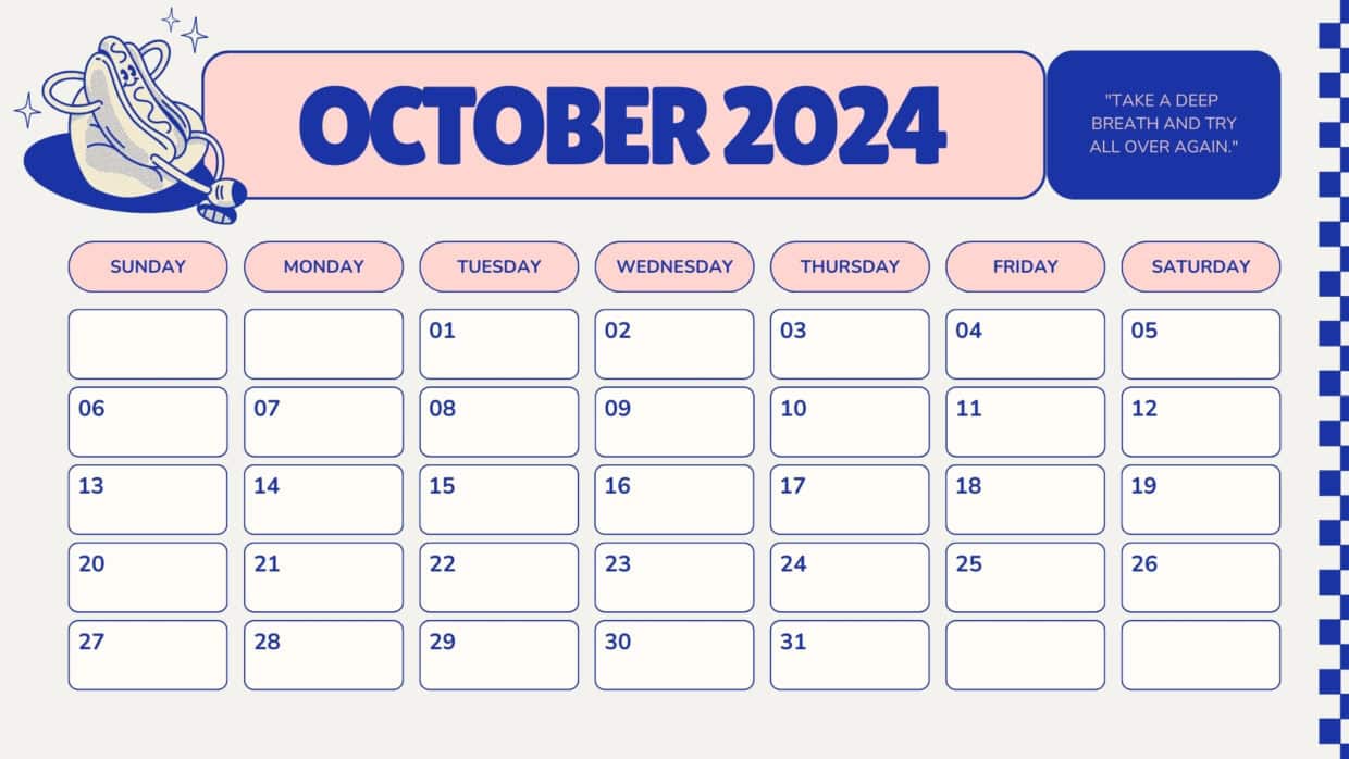 October 2024 Calendar Desktop Wallpapers - PixelsTalk