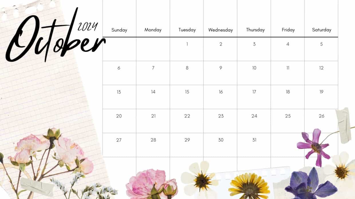 October 2024 Calendar Desktop Wallpapers - PixelsTalk