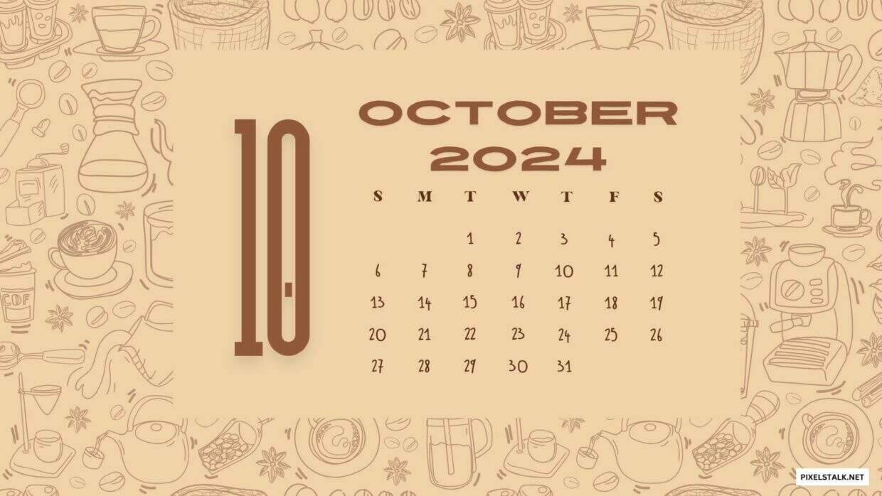 October 2024 Calendar Wallpaper HD - PixelsTalk