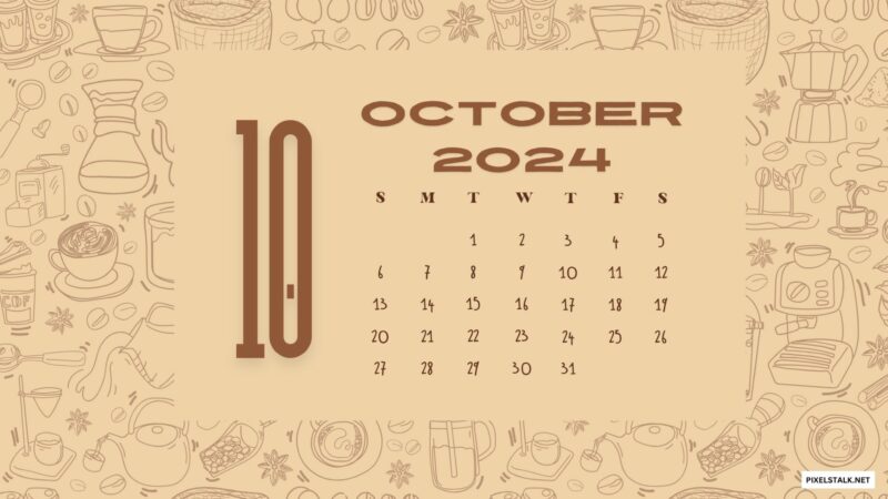 October 2024 Calendar Wallpaper HD - PixelsTalk