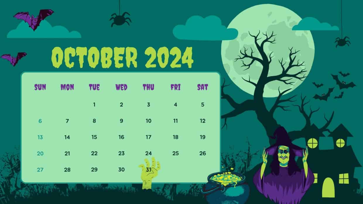 October 2024 Calendar Desktop Wallpapers - PixelsTalk