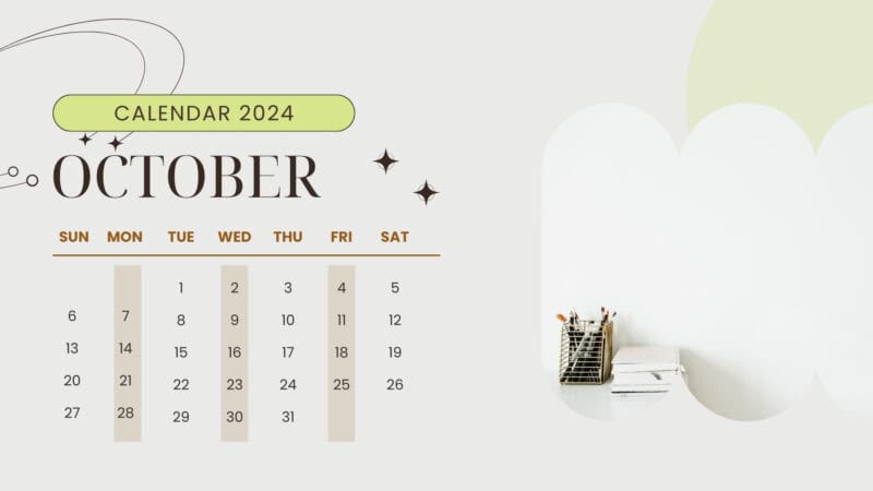 October 2024 Calendar Wallpaper HD - PixelsTalk