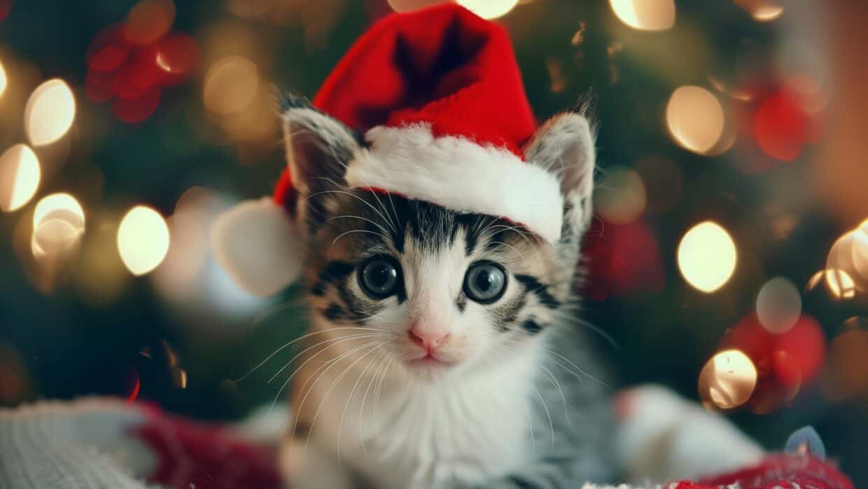 Christmas Cat Wallpaper - PixelsTalk