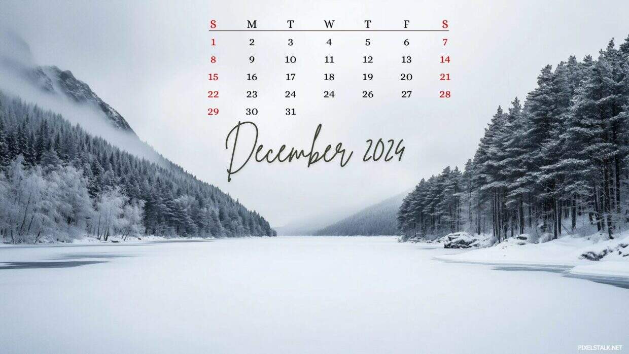 2024 December Calendar Wallpaper HD - PixelsTalk