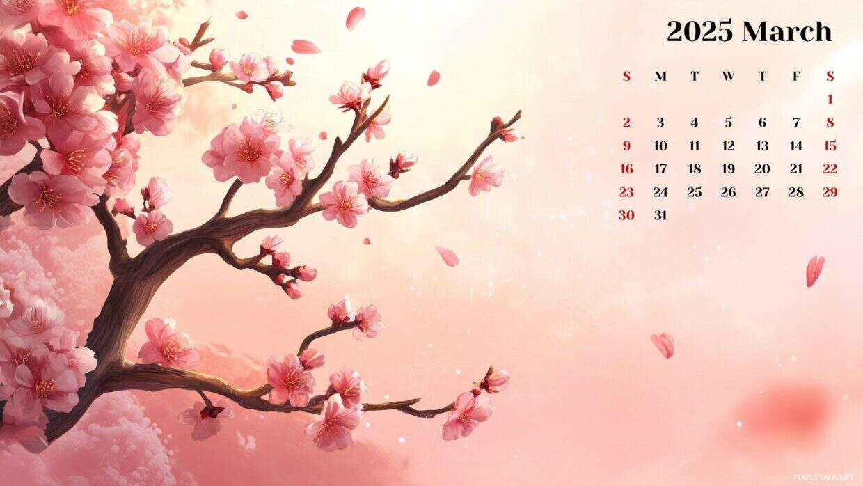 March 2025 Calendar Desktop Wallpapers - PixelsTalk