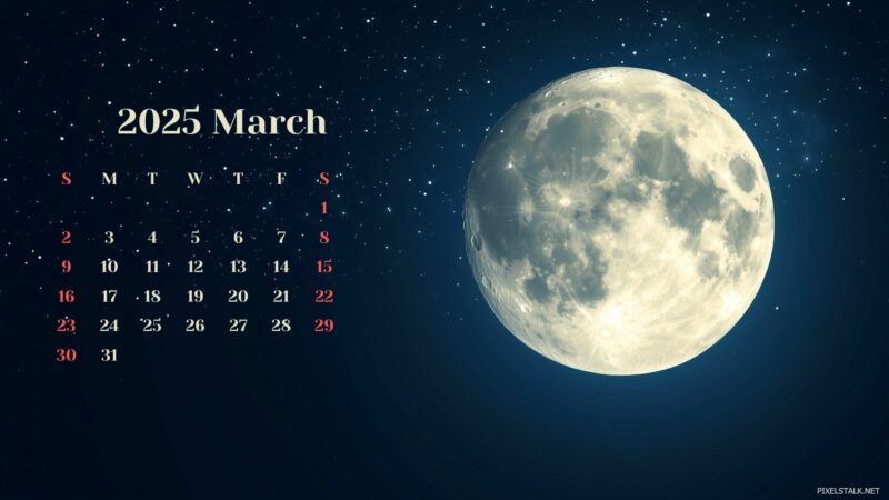March 2025 Calendar Desktop Wallpapers - PixelsTalk