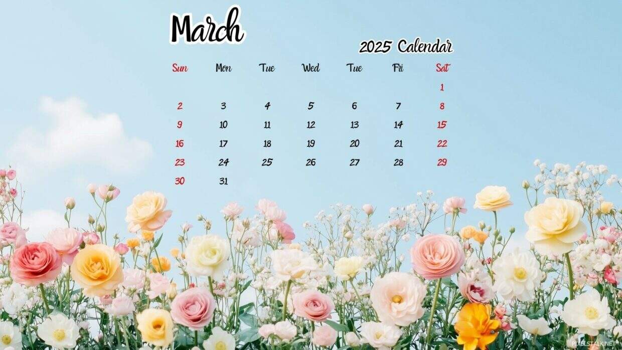 March 2025 Calendar Wallpaper HD - PixelsTalk