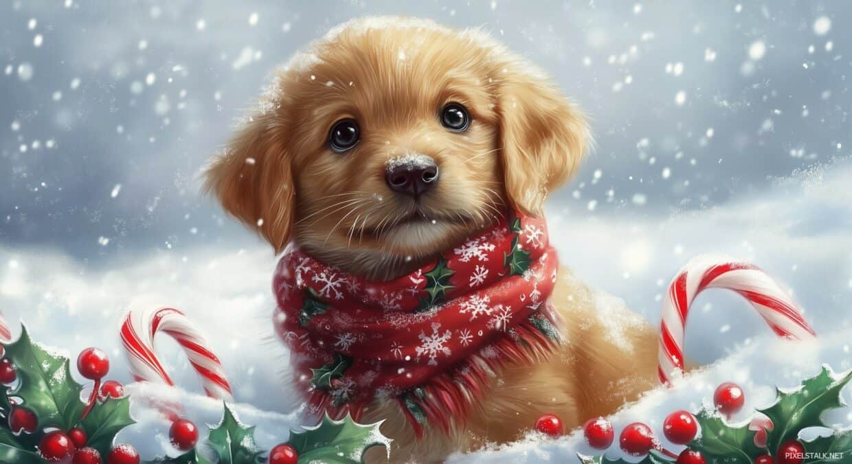 Christmas Puppy Wallpaper - PixelsTalk