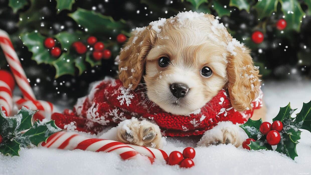Christmas Puppy Wallpaper - PixelsTalk
