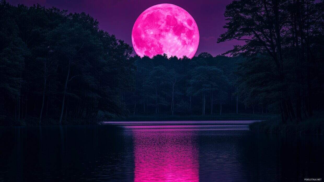 Pink Moon Wallpaper for Desktop - PixelsTalk