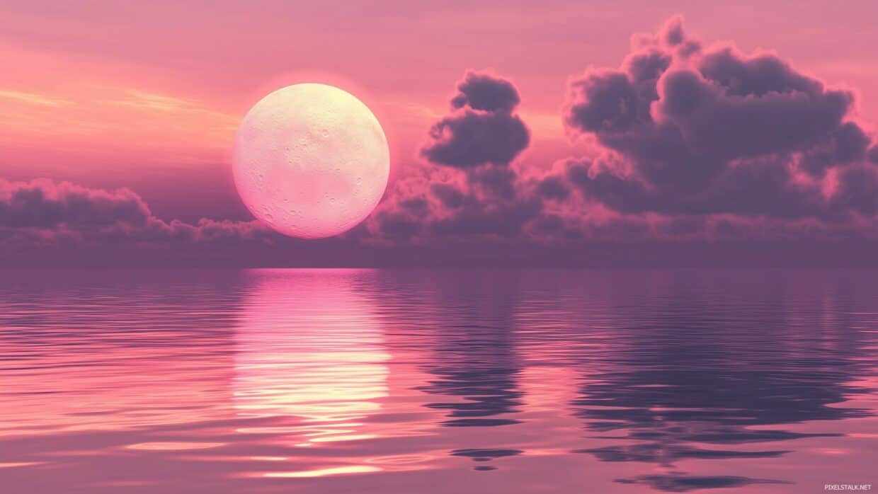 Pink Moon Wallpaper for Desktop - PixelsTalk
