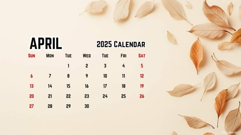 April 2025 Calendar Desktop Backgrounds - PixelsTalk