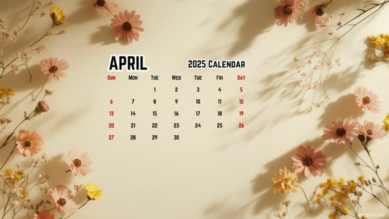 April 2025 Calendar Desktop Backgrounds - PixelsTalk