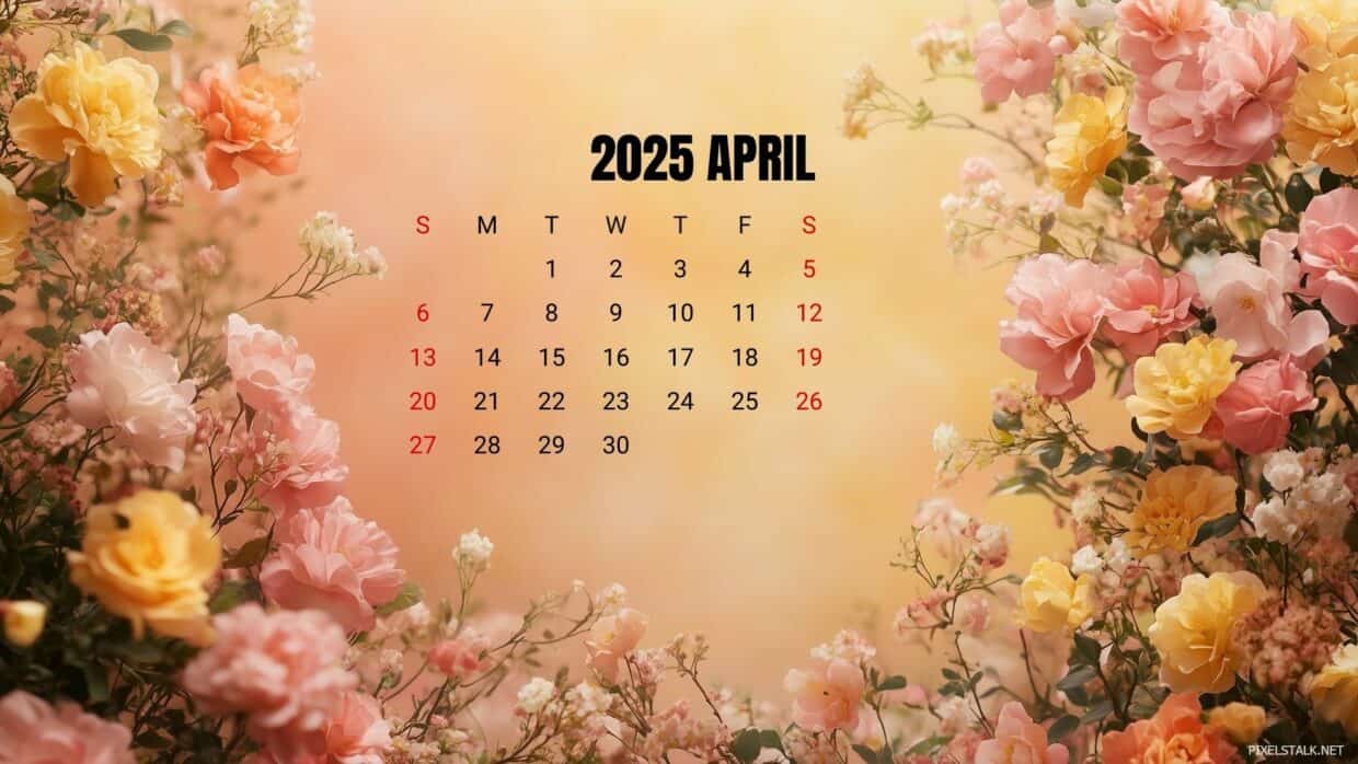 April 2025 Calendar Desktop Wallpapers - PixelsTalk