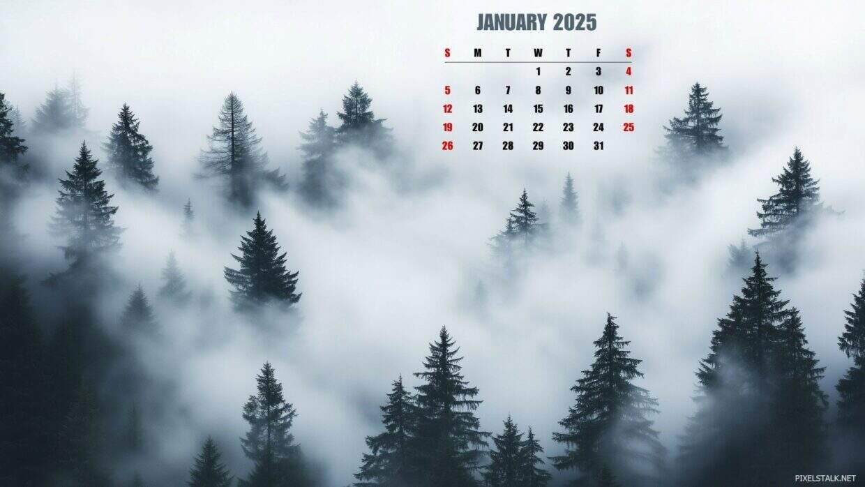2025 January Calendar Desktop Backgrounds - PixelsTalk