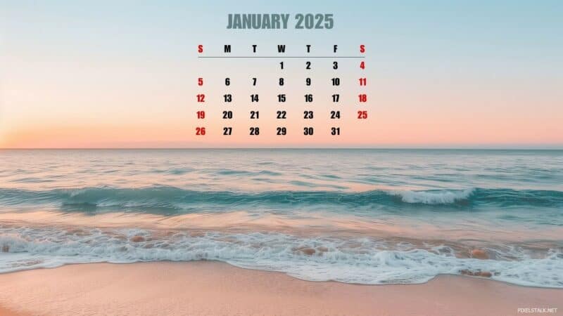 2025 January Calendar Desktop Backgrounds - PixelsTalk