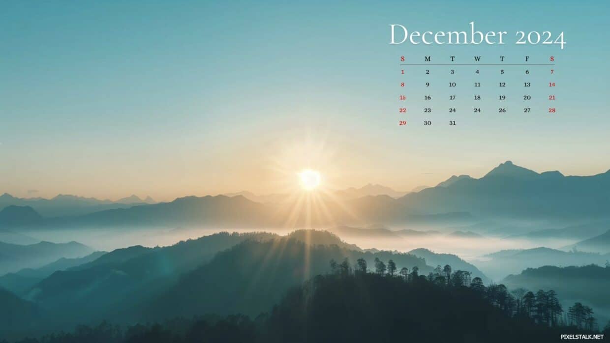 December 2024 Calendar Desktop Wallpapers - PixelsTalk
