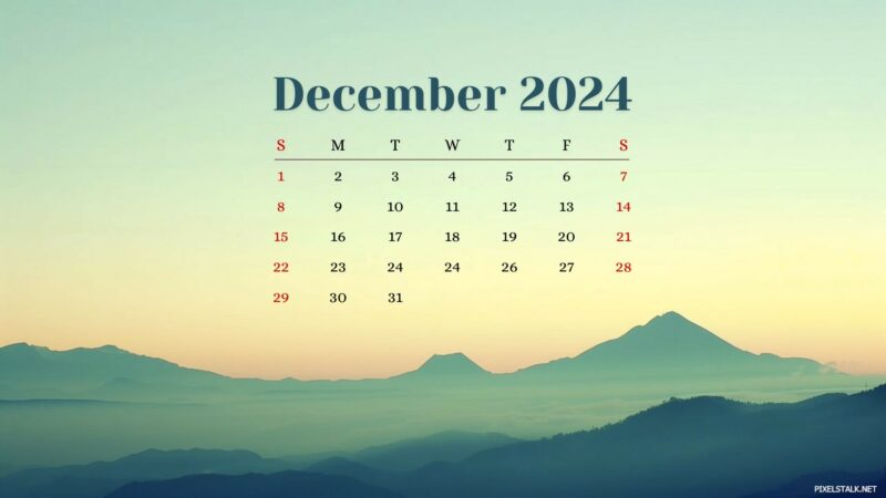 December 2024 Calendar Desktop Wallpapers - PixelsTalk