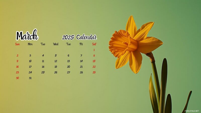 March 2025 Calendar Desktop Wallpapers - PixelsTalk