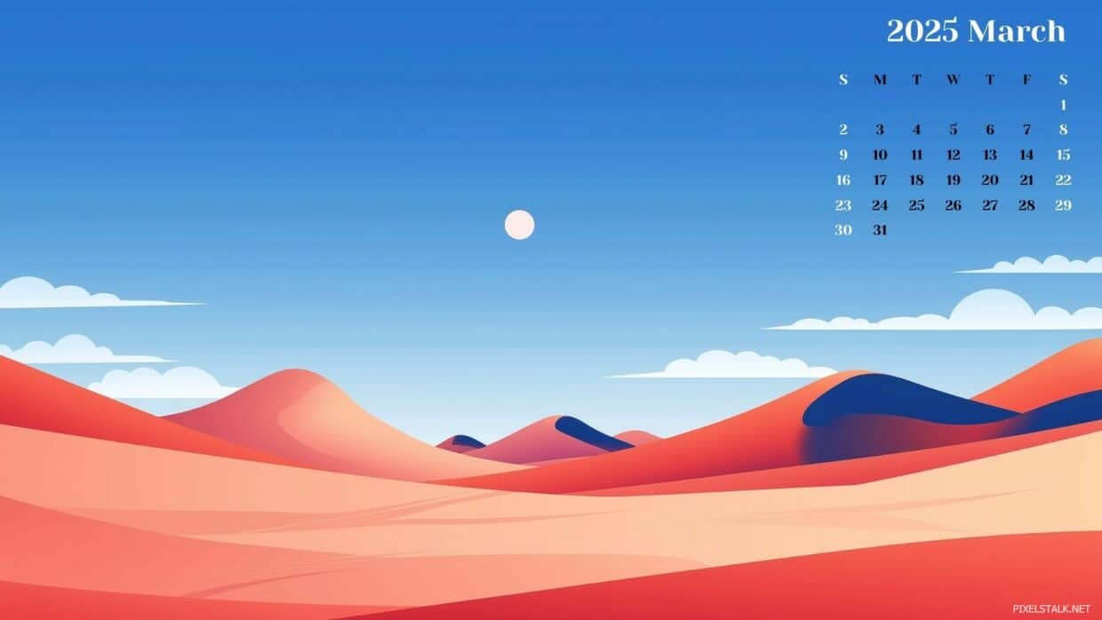 March 2025 Calendar Desktop Wallpapers - PixelsTalk