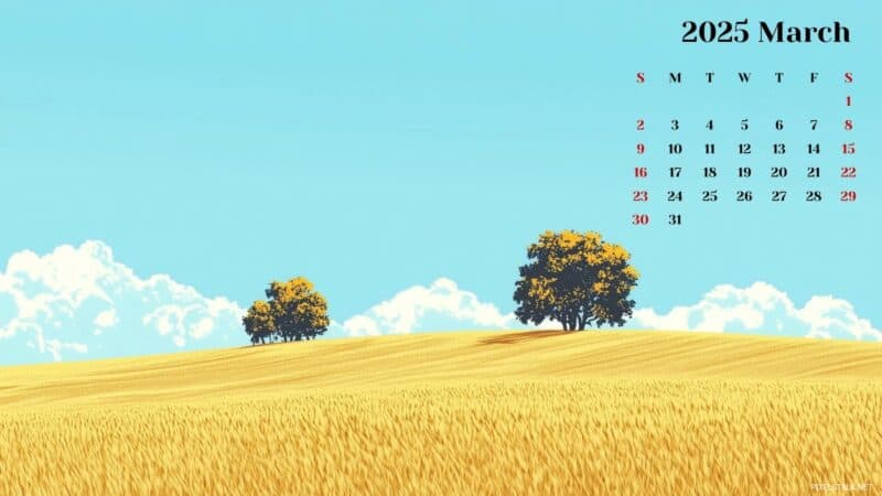 March 2025 Calendar Desktop Wallpapers - PixelsTalk