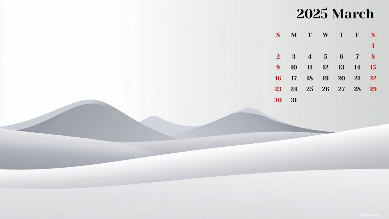 March 2025 Calendar Desktop Wallpapers - PixelsTalk