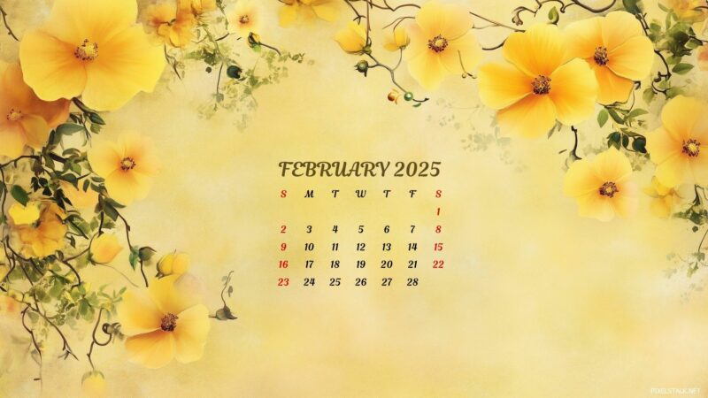 February 2025 Calendar Desktop Backgrounds - PixelsTalk