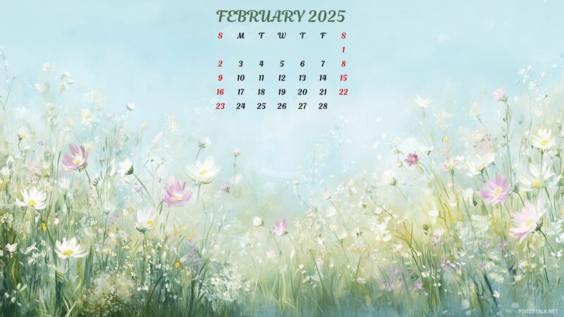 February 2025 Calendar Desktop Backgrounds - PixelsTalk
