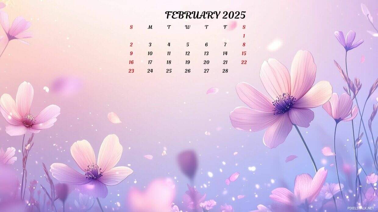February 2025 Calendar Wallpaper HD - PixelsTalk