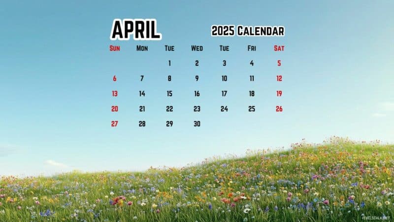 April 2025 Calendar Desktop Backgrounds - PixelsTalk
