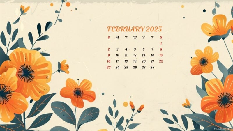 February 2025 Calendar Desktop Backgrounds - PixelsTalk