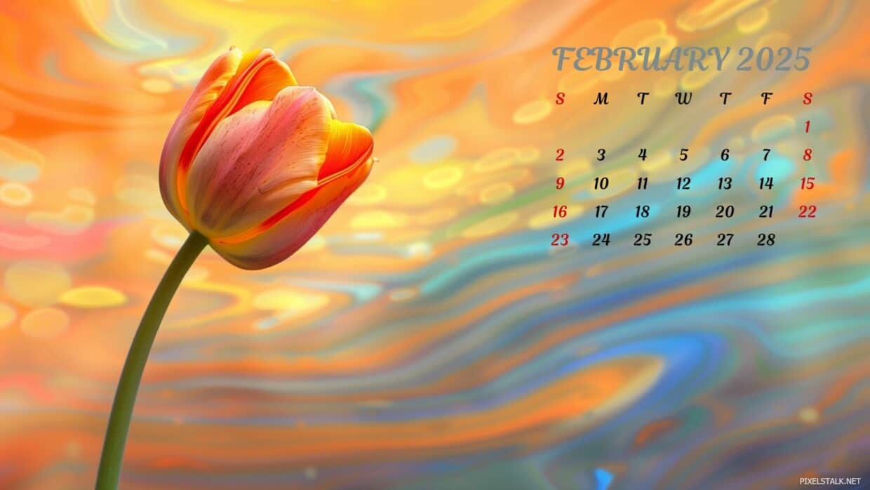 February 2025 Calendar Desktop Wallpapers - PixelsTalk