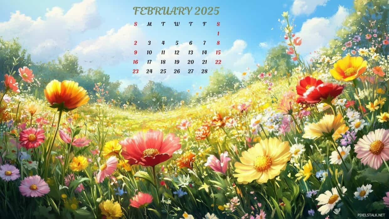 February 2025 Calendar Wallpaper HD - PixelsTalk