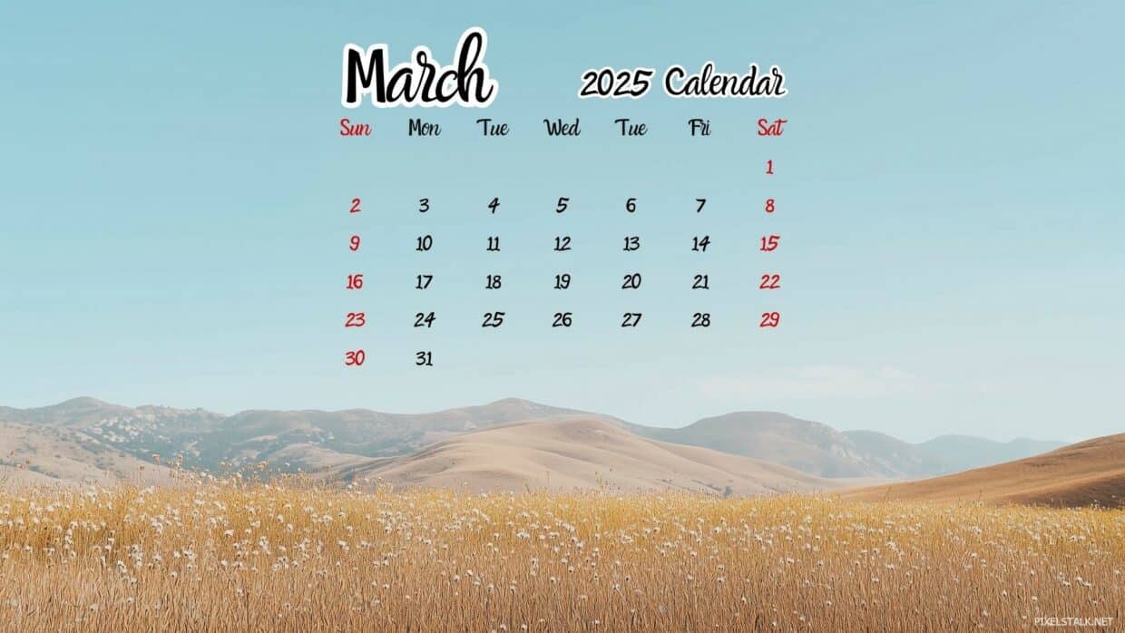 March 2025 Calendar Desktop Backgrounds - PixelsTalk
