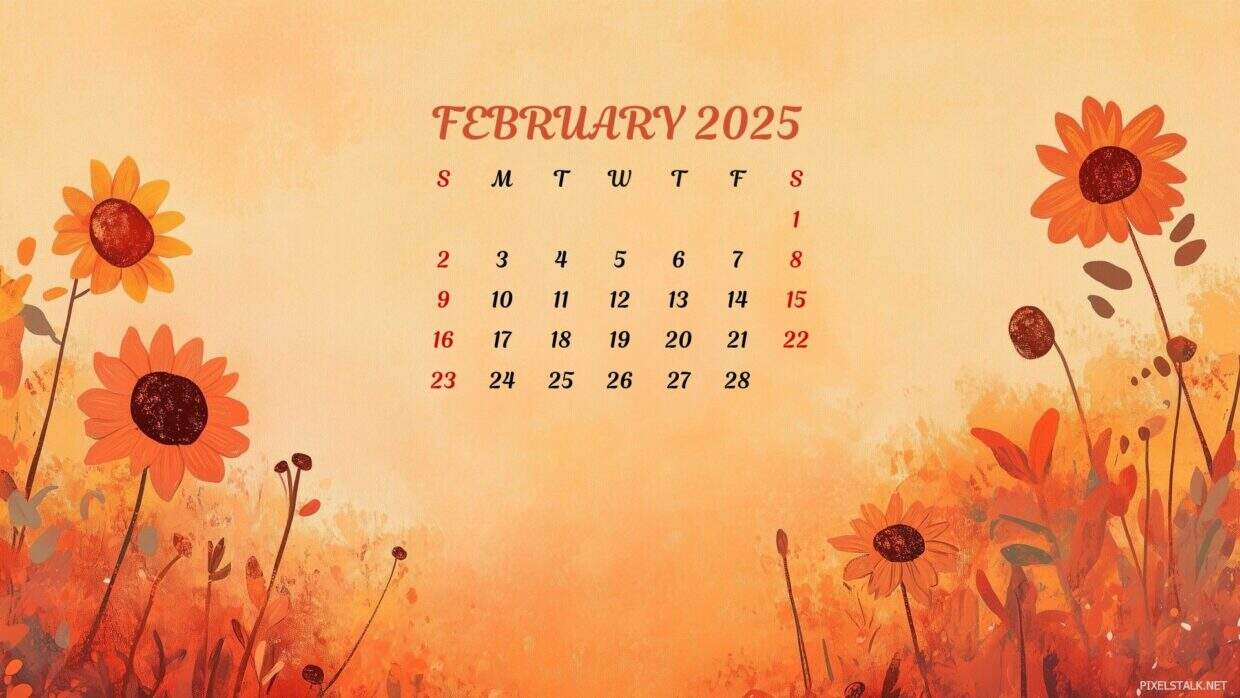 February 2025 Calendar Wallpaper HD - PixelsTalk