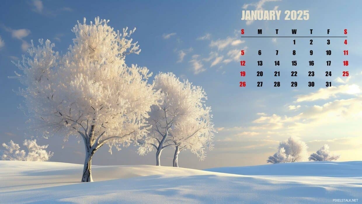 2025 January Calendar Desktop Backgrounds - PixelsTalk