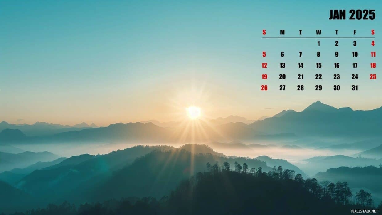 2025 January Calendar Desktop Wallpapers - PixelsTalk